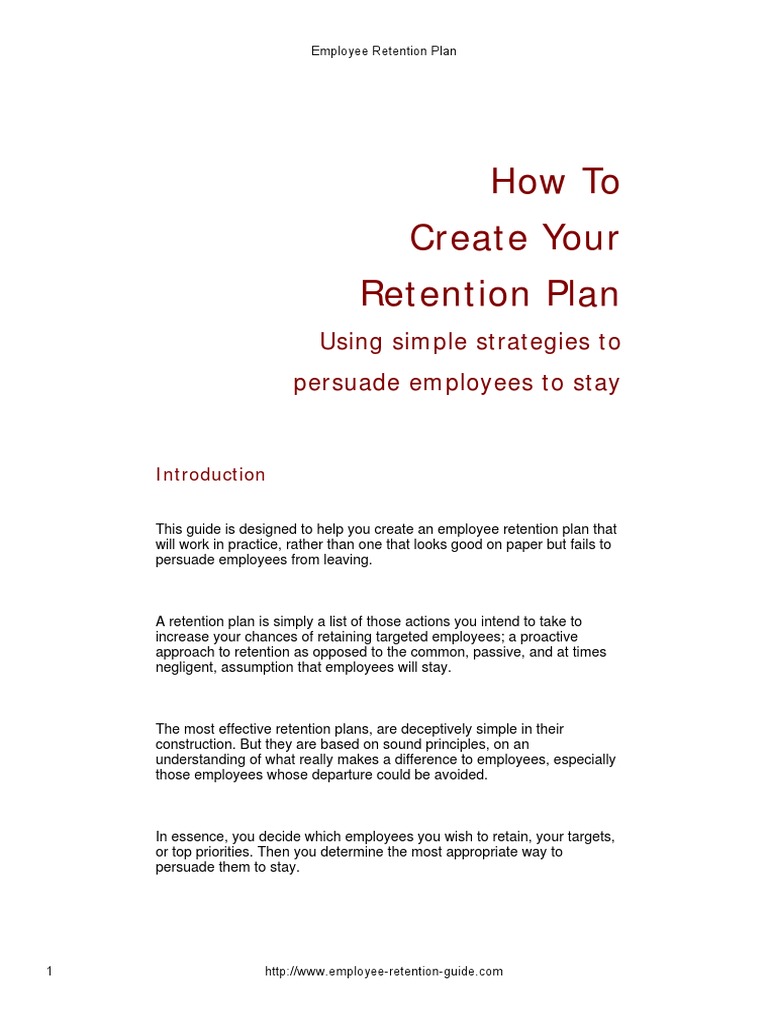 Employee-Retention-Plan 1 185 | PDF | Employee Retention | Turnover ...