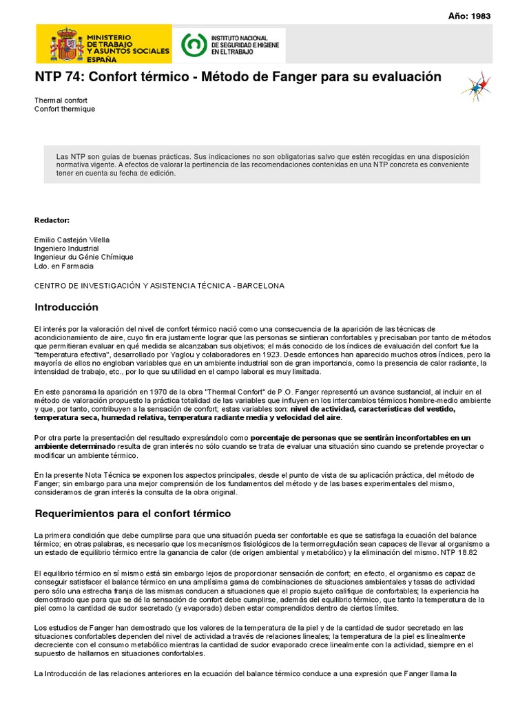 Método de Fanger | PDF | Métodos y materiales de enseñanza | Ciencia y ...