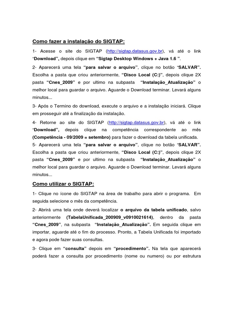 Tutorial Simplificado Sigtap | PDF