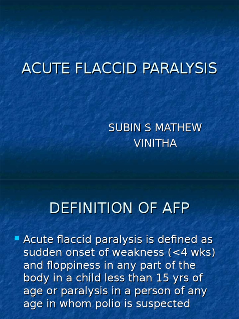 Acute Flaccid Paralysis | PDF | Poliomyelitis | Animal Diseases