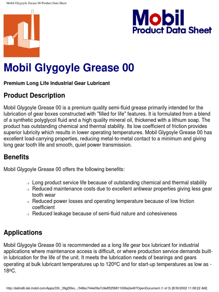Mobil Glygoyle Grease 00 | Download Free PDF | Lubricant | Building ...