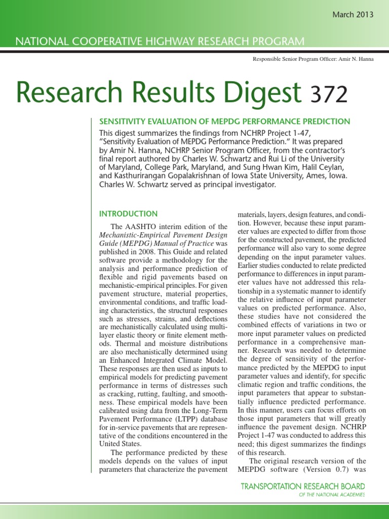 Research Results Digest: National Cooperative Highway Research Program ...