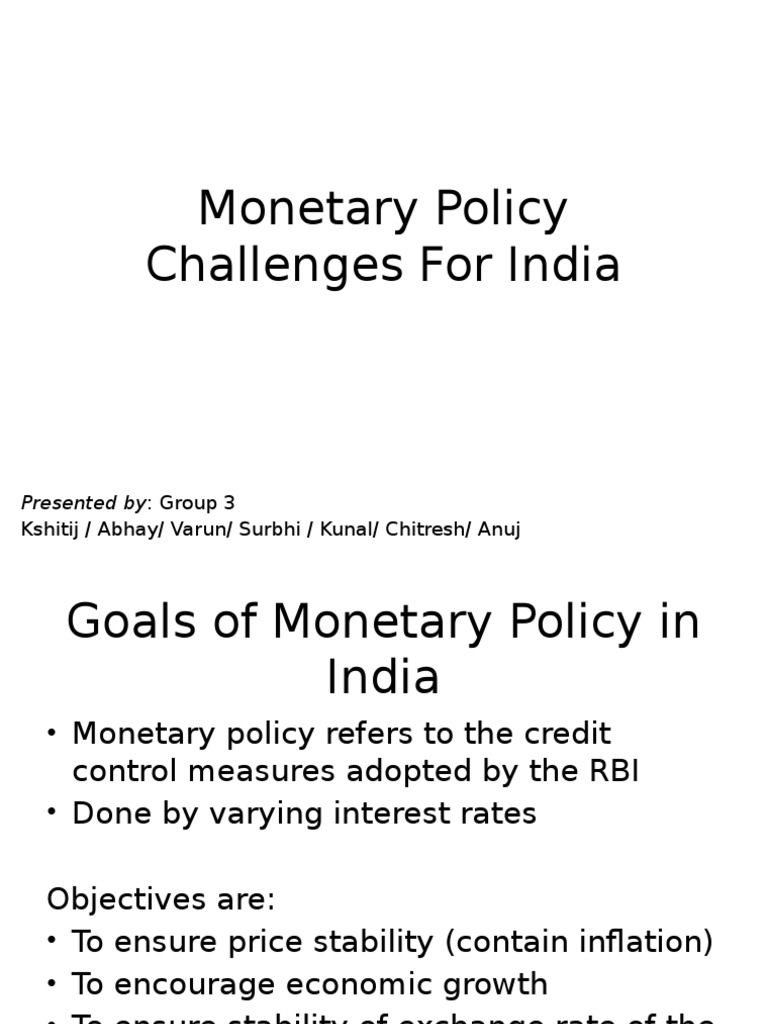 Monetary Policy Challenges | PDF | Monetary Policy | Reserve Bank Of India