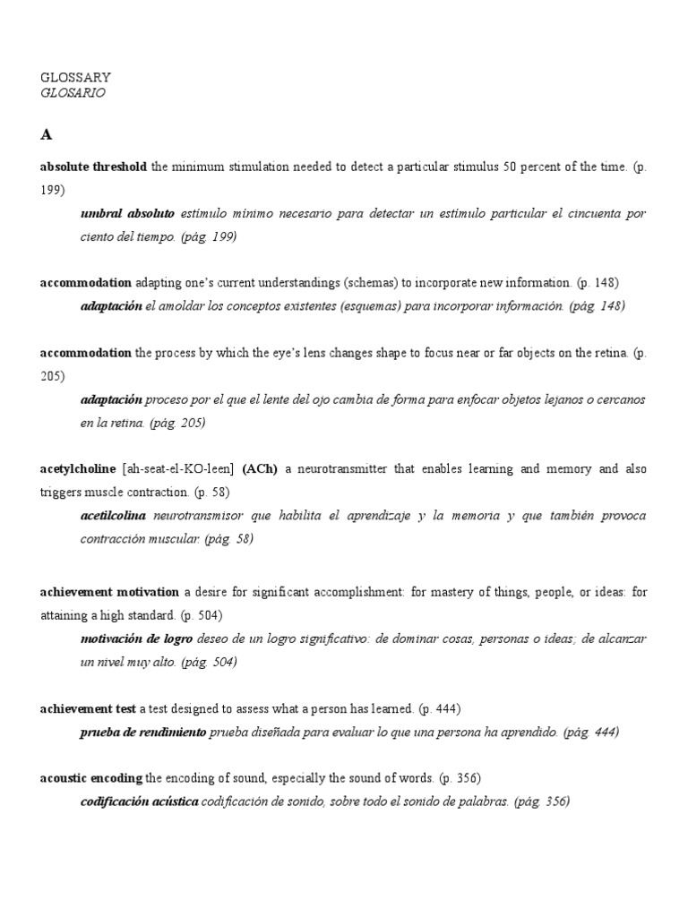 AP Psych Myers 8e Psychology Glossary | PDF