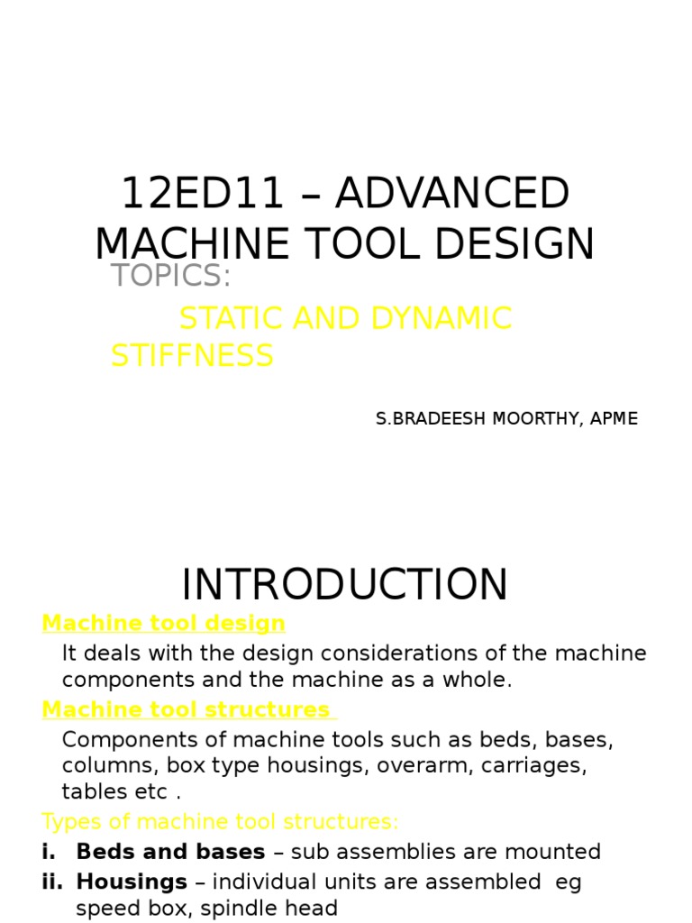 12ed11 - Advanced Machine Tool Design | PDF | Stiffness | Machines