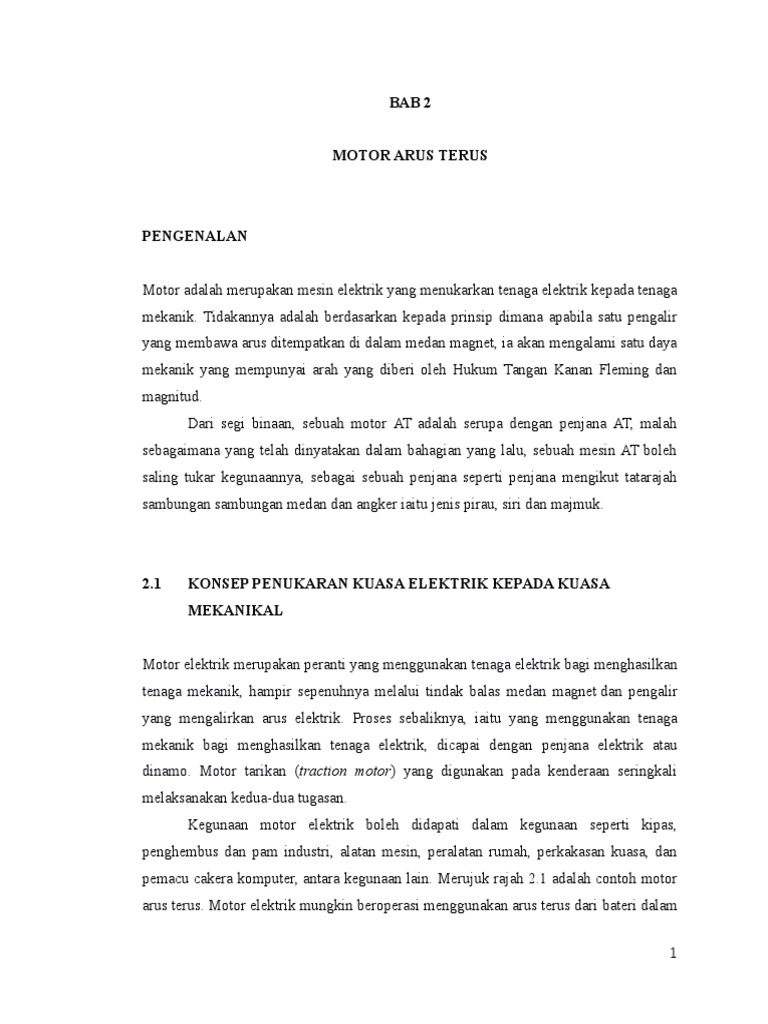 Prinsip Kendalian Motor Arus Terus - Renesme Cullin