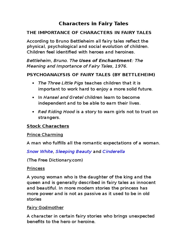 Analyzing Fairy Tale Characters | PDF | Fairy Tales | Little Red Riding ...