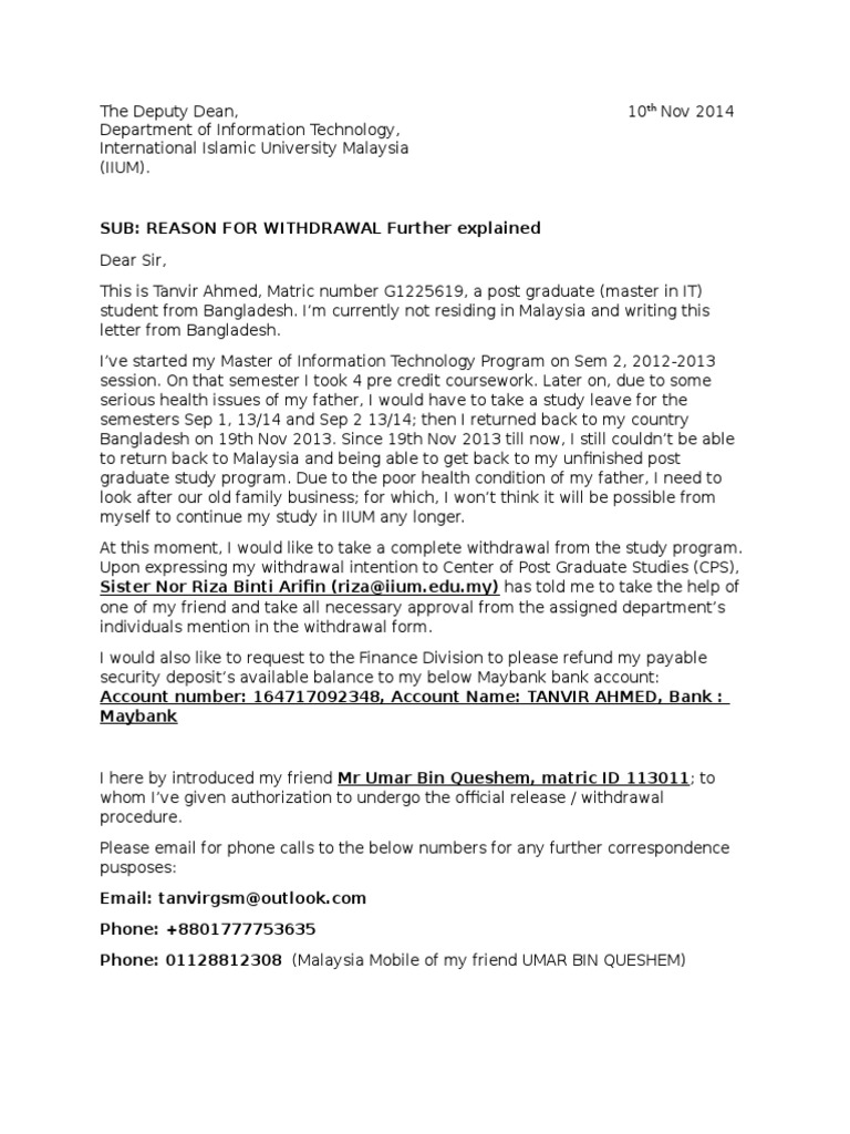 IIUM Release Letter | PDF | Postgraduate Education | Graduate School