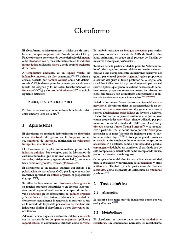Cloroformo | PDF | Cloroformo | Sustancias químicas