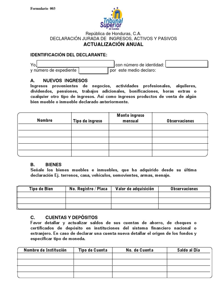 Formulario 003 | PDF