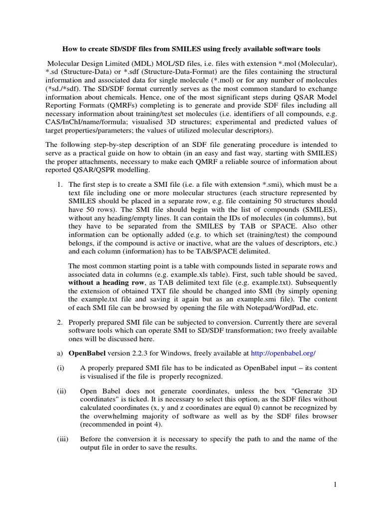 How To Create SDF Files | PDF | Quantitative Structure–Activity ...