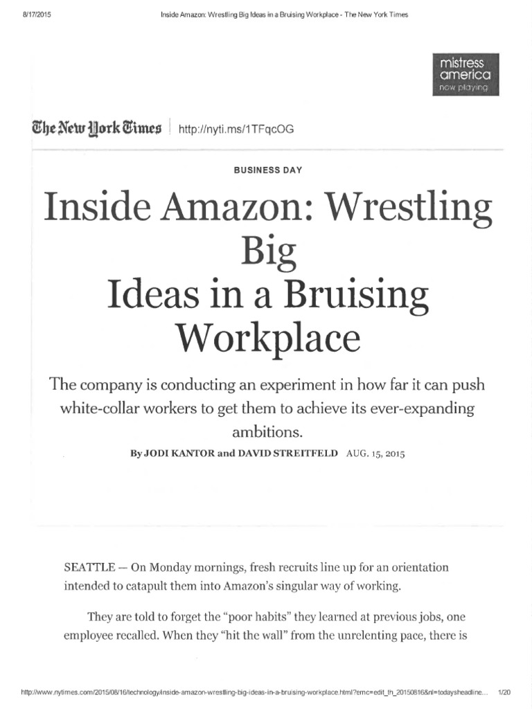 Inside Amazon - NYTimes Aug 15 - 2015 | PDF