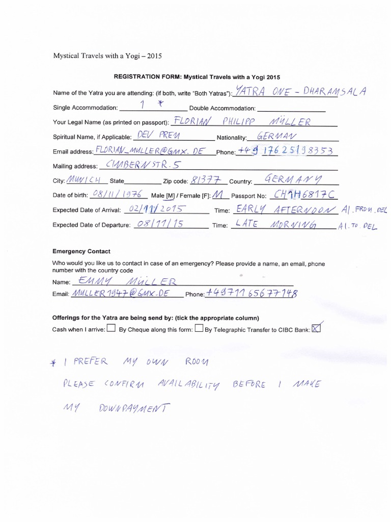 Registration Form Florian Dev Prem | PDF