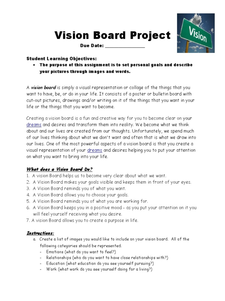 Vision Board Project | PDF | Goal | Psychological Concepts