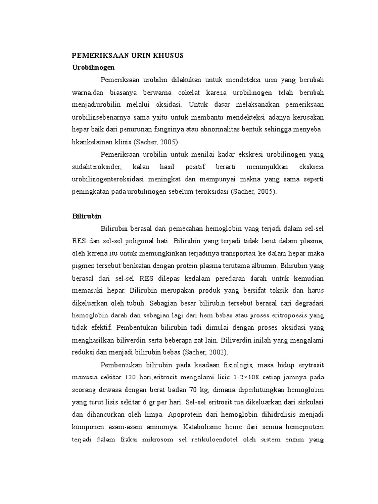 Pemeriksaan Urin Khusus | PDF