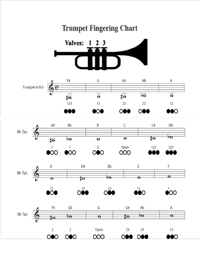 Tabla de Digitación Trompeta para Principiantes | PDF | Science ...