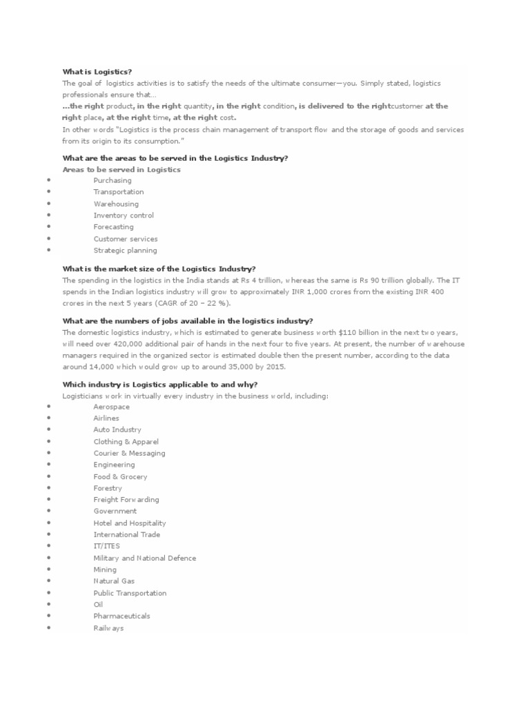 What Is Logistics ? | Download Free PDF | Intelligence Analysis | Logistics