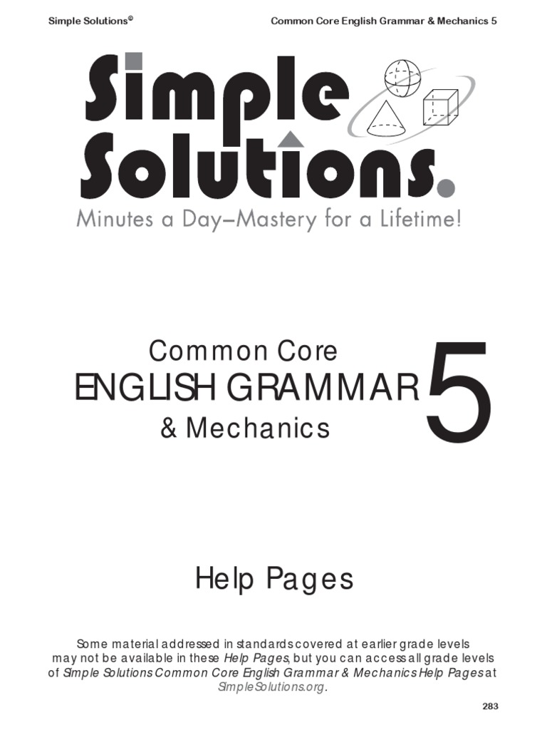 Grammar Help Grade 5 | PDF | English Grammar | Noun