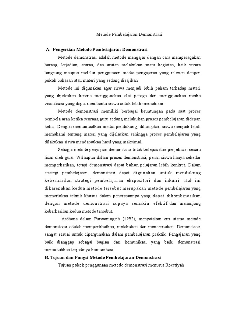 Metode Pembelajaran Demonstrasi | PDF