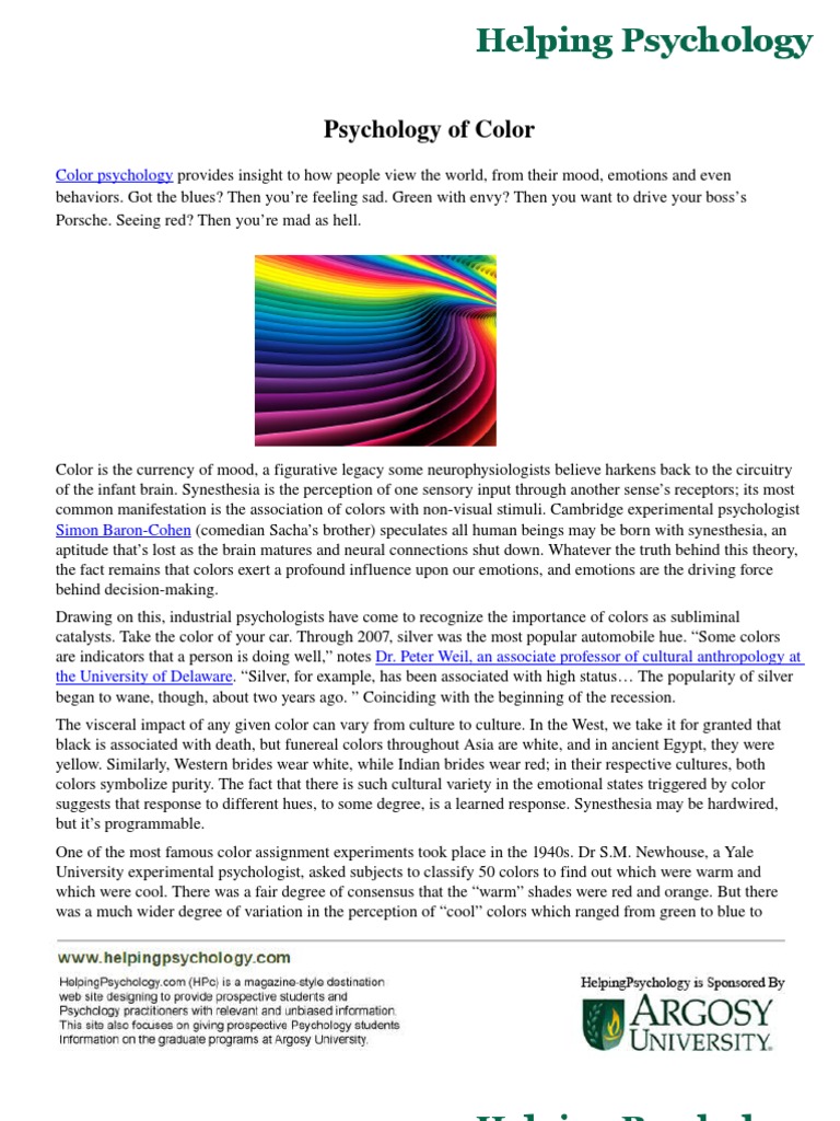 Psychology of Color | PDF | Color | Red