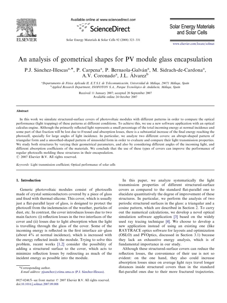 An Analysis of Geometrical Shapes For PV Module Glass Encapsulation ...