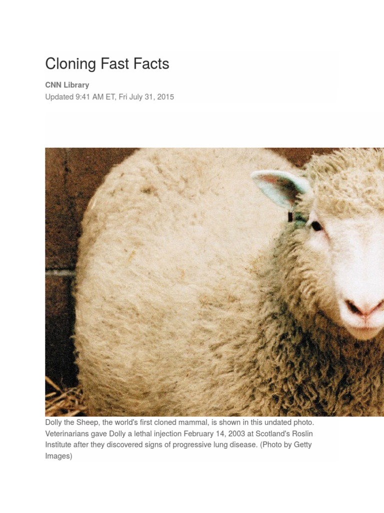 Cloning Fast Facts | PDF | Cloning | Biological Processes