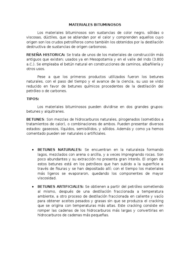 MATERIALES Bituminosos | PDF | Asfalto | Petróleo