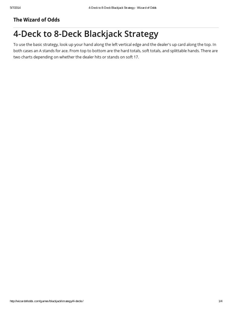 4-Deck To 8-Deck Blackjack Strategy: The Wizard of Odds | PDF | Games ...