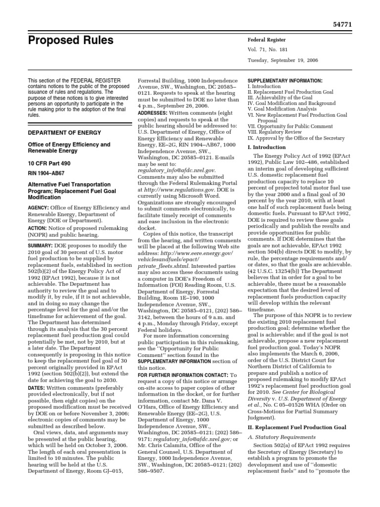 Proposed Rule: Alternative Fuel Transportation Program: Replacement ...