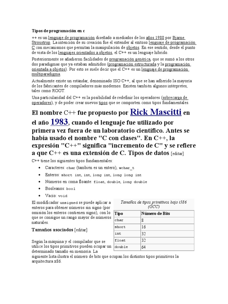 Tipos de Programación en C | PDF | C ++ | Objeto (informática)