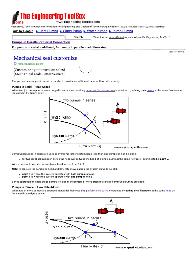Pumps in Parallel or Serial Connection | PDF | Sketch Up | Pump