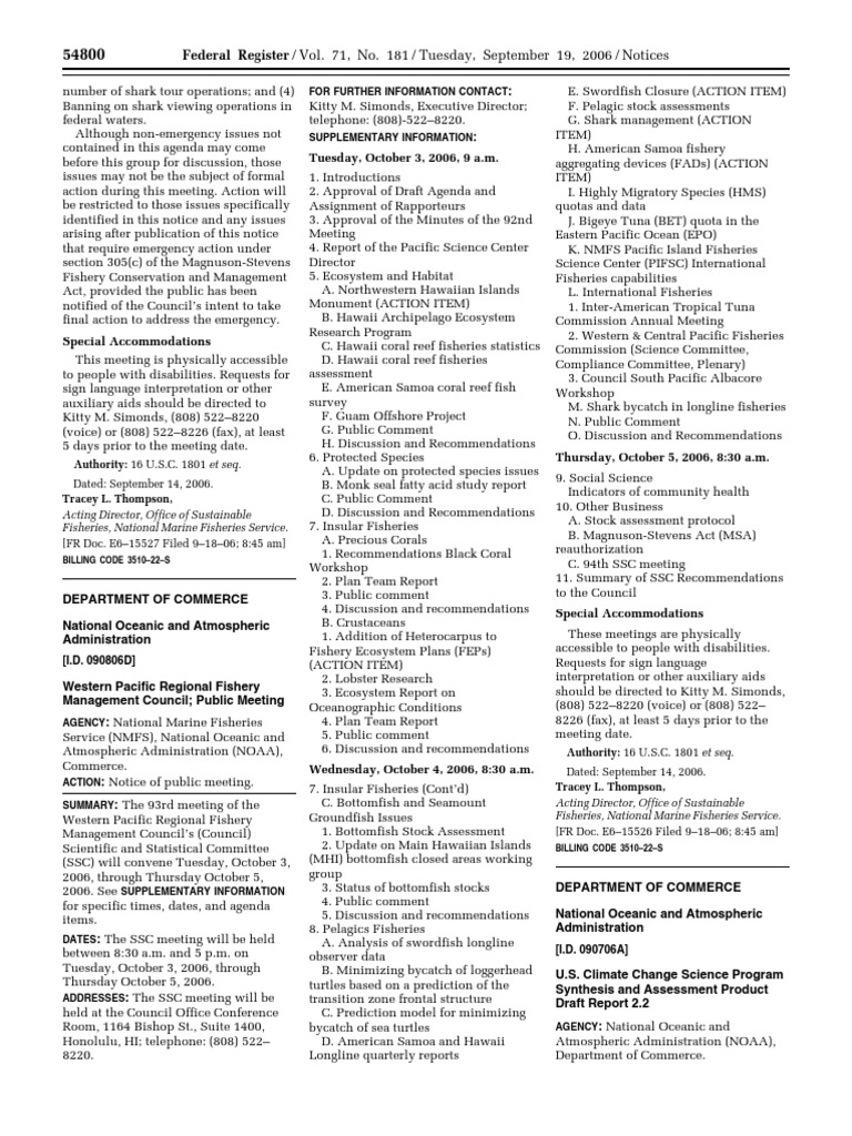Notice: Meetings: U.S. Climate Change Science Program Synthesis and ...