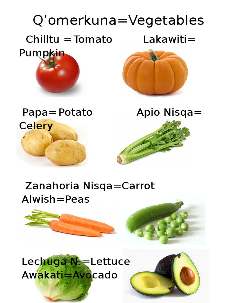 Q'omerkuna Vegetables: Chilltu Tomato Lakawiti Pumpkin | PDF | Cooking ...