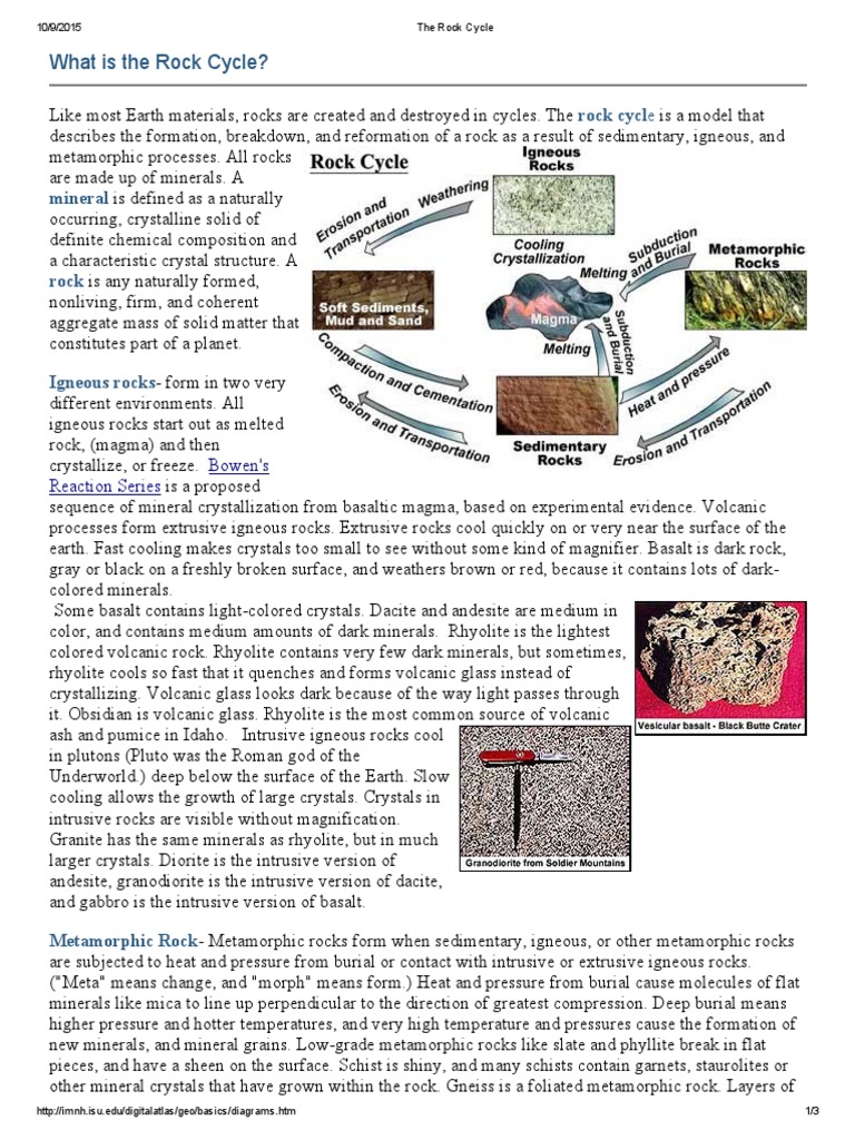 The Rock Cycle PDF | PDF | Clastic Rock | Rock (Geology)