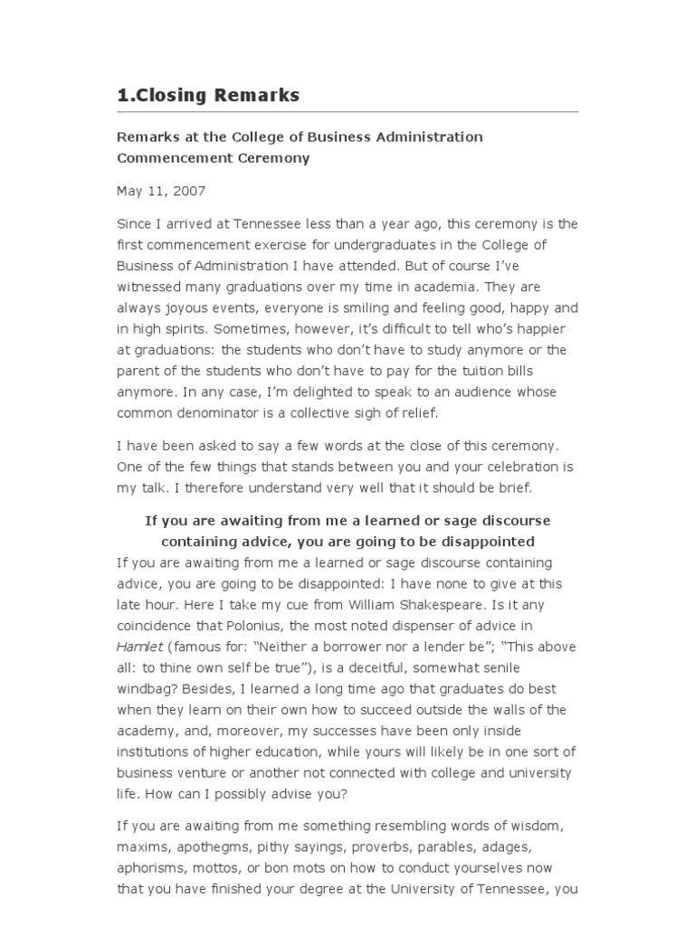 1.closing Remarks | PDF | Behavior Modification | Learning