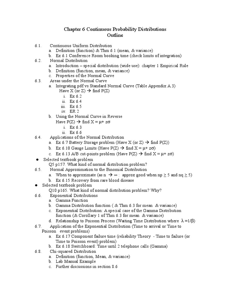 Chapter 6 Continuous Probability Distributions | PDF | Normal ...