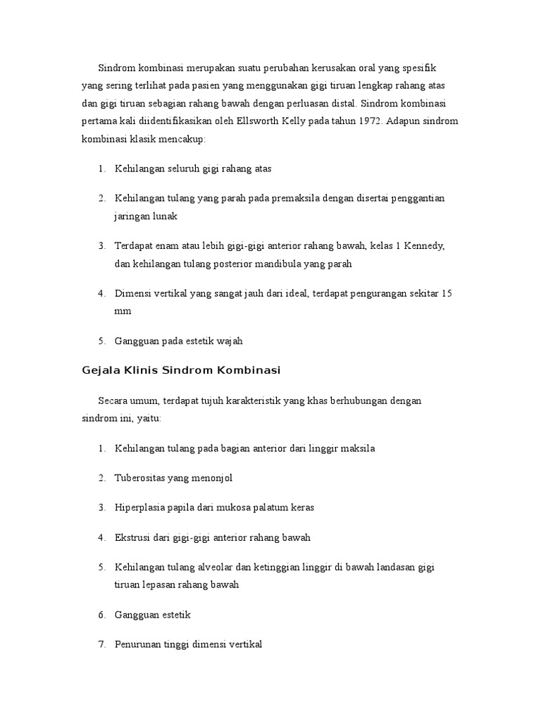 Sindrom Kombinasi (Kelly) | PDF