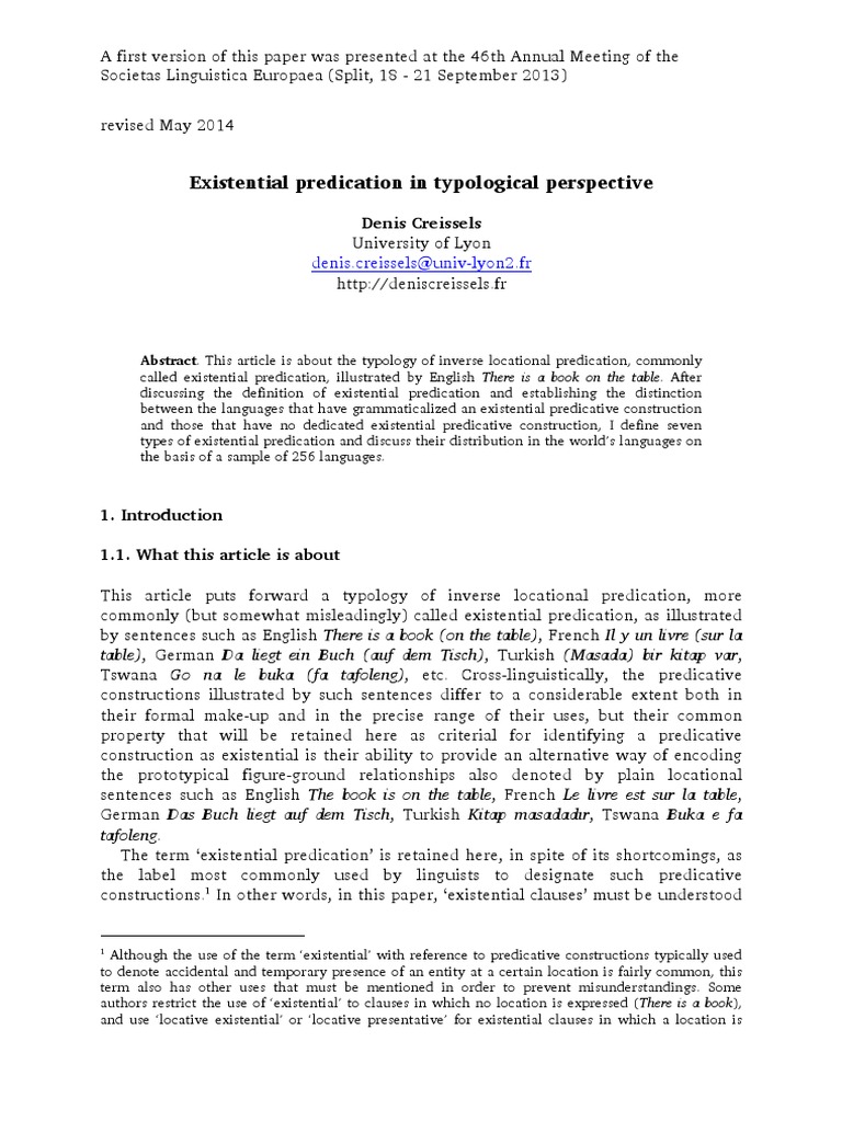 Exist Pred | PDF | Subject (Grammar) | Clause