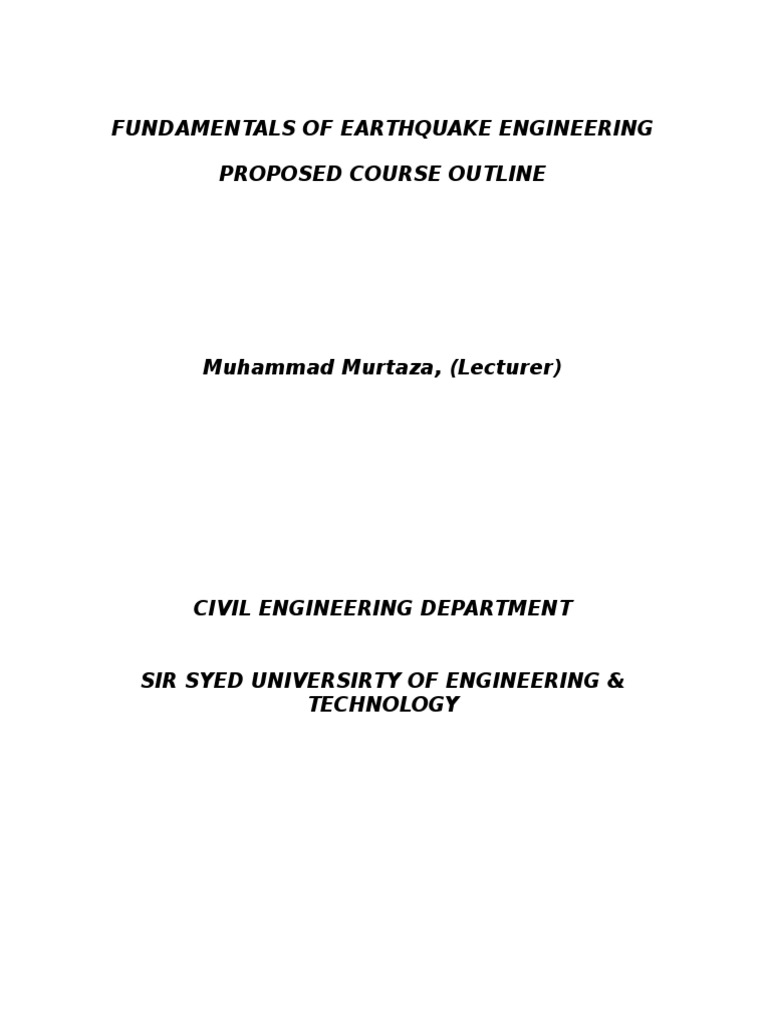 Earthquake Engineering Course Outline | PDF | Earthquake Engineering ...
