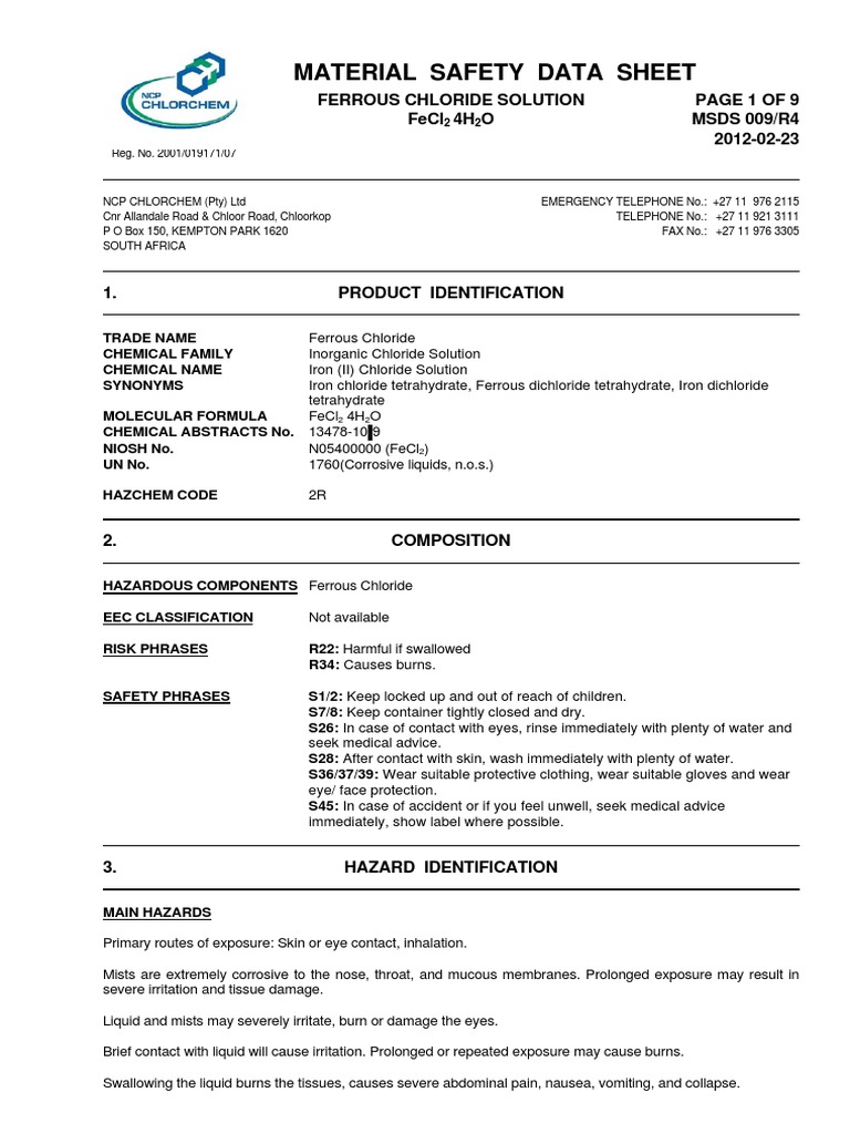 Material Safety Data Sheet PDF | PDF | Toxicity | Personal Protective Equipment