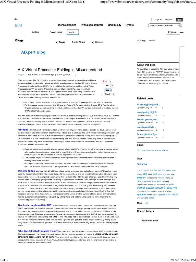 AIX Virtual Processor Folding Is Misunderstood (AIXpert Blog) | PDF ...
