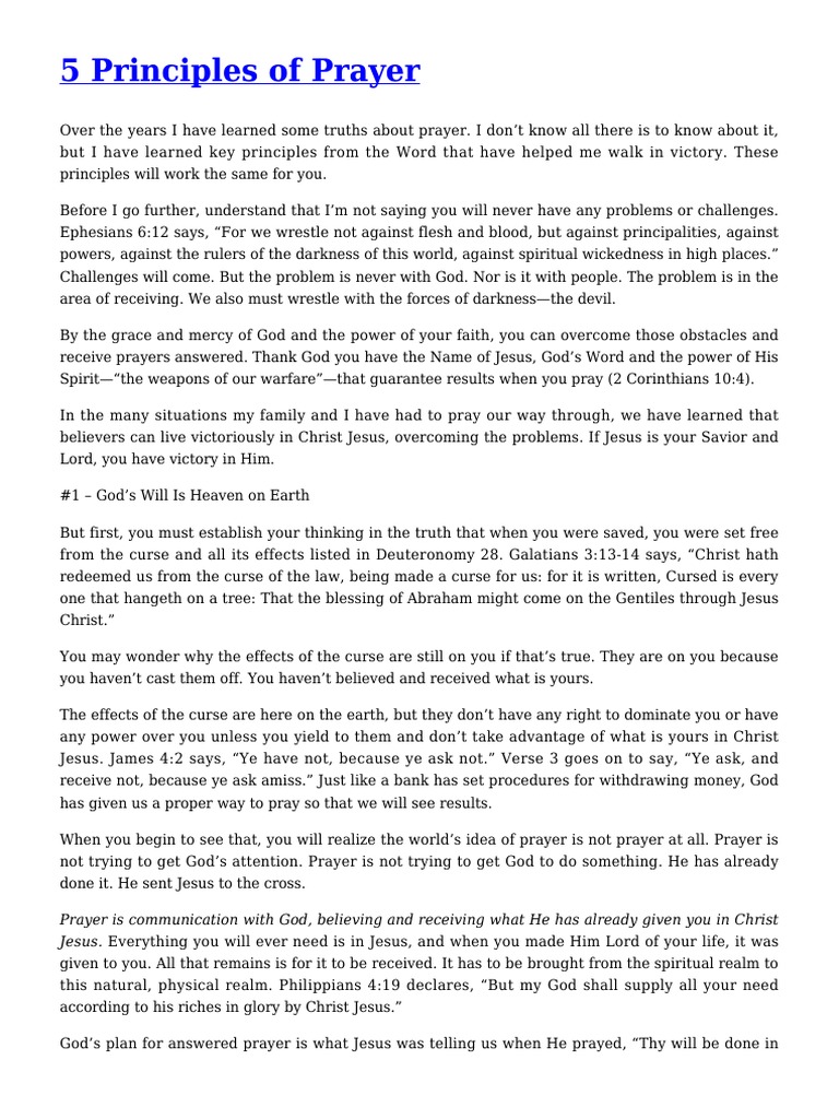 5 Principles of Prayer | PDF | Prayer | Grace In Christianity