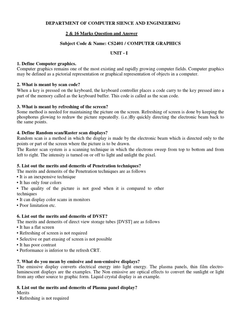 CS2401 Computer Graphics PDF | PDF | Fractal | Geometry