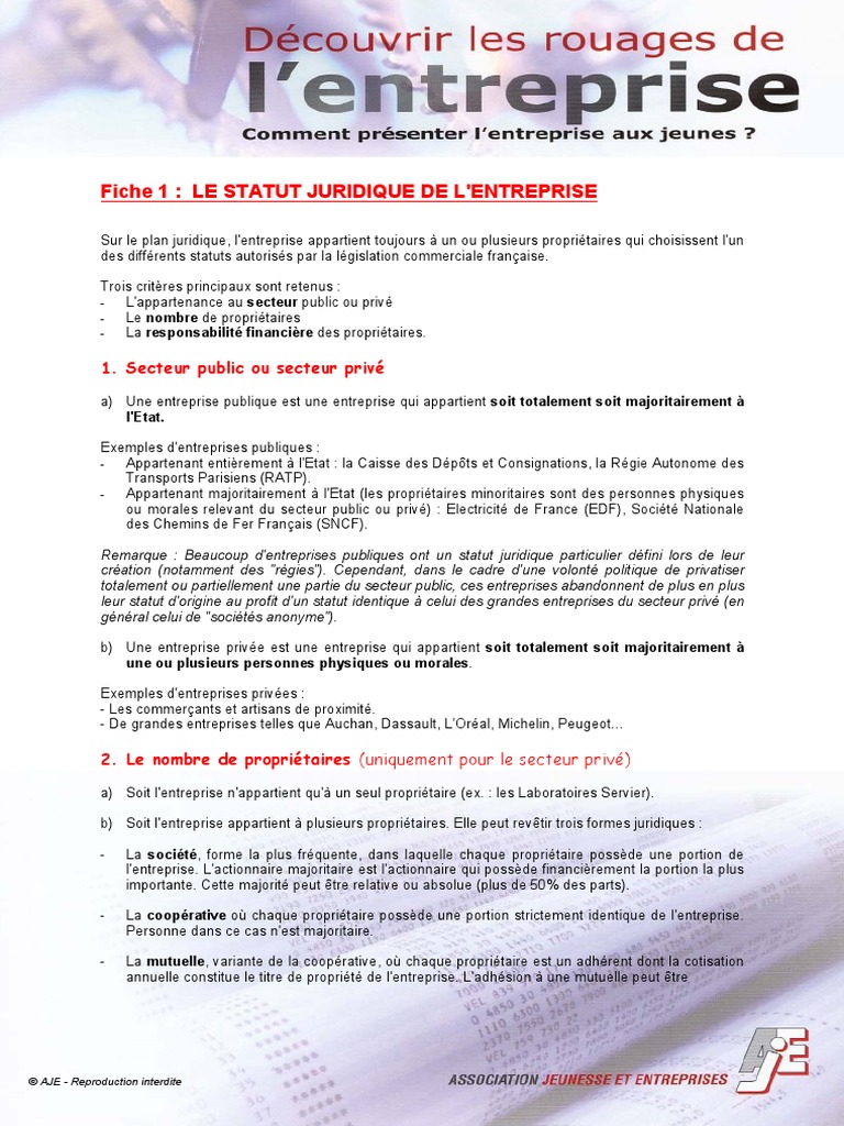 Fiche 1-Statut Juridique | PDF