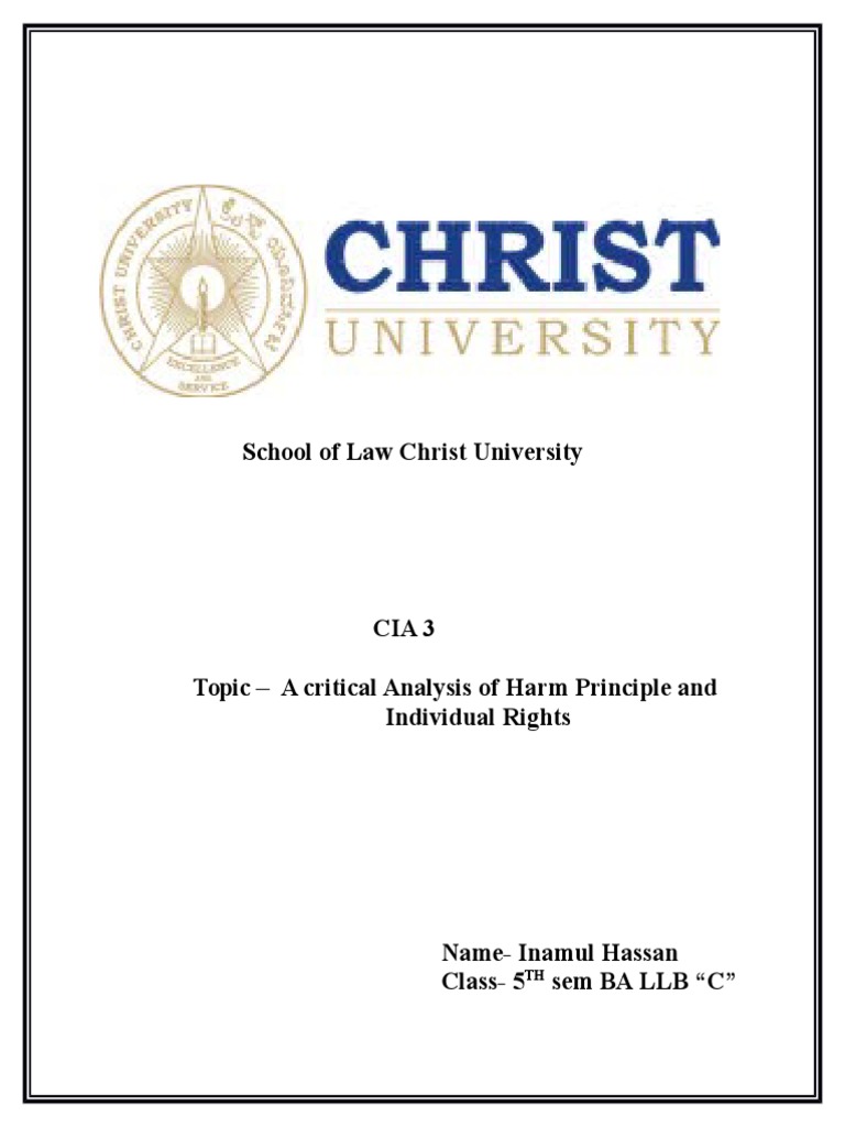 A Critical Analysis of John Stuart Mill's Harm Principle and its ...