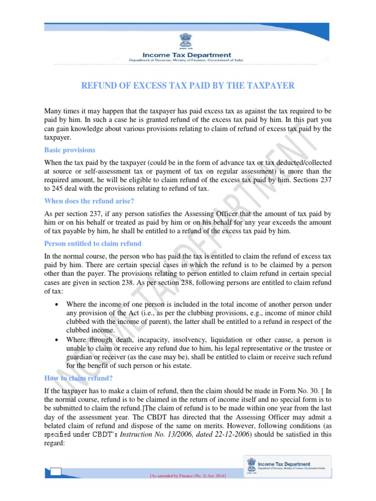 Refund of Excess Tax | PDF | Tax Refund | Taxes