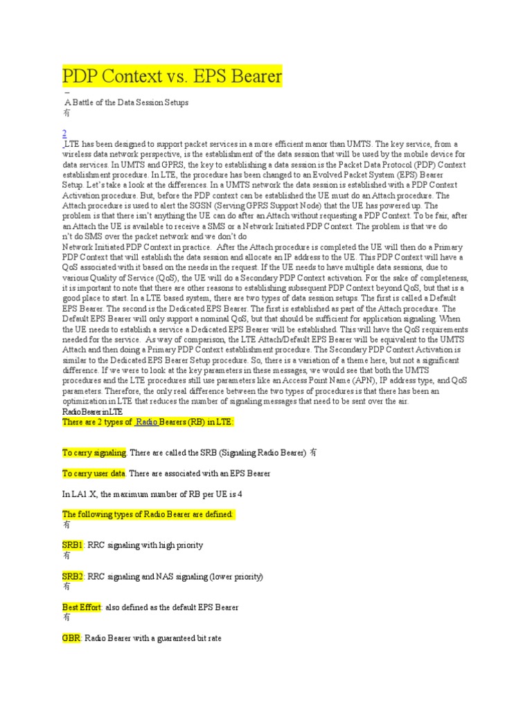 Default Bearers Vs Dedicated Bearers | PDF | Networking Standards ...
