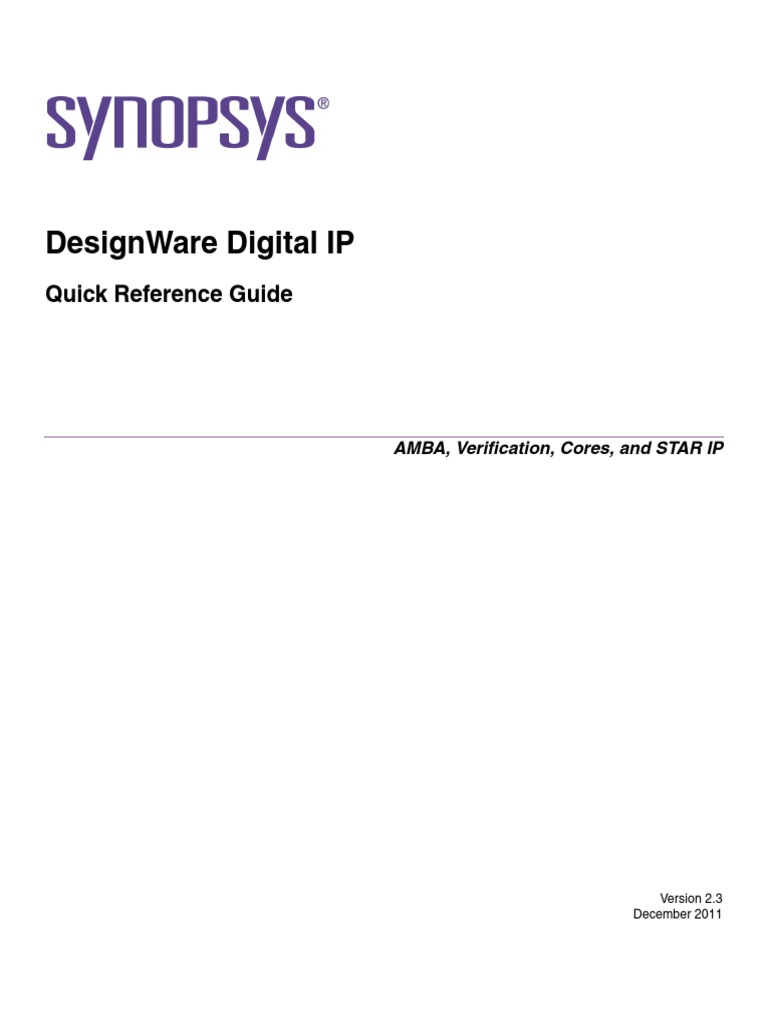 Synopsys Designware Digital Ip Quickref | PDF | Logic Synthesis | Electronic Design