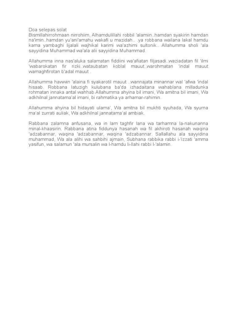 Doa Selepas Solat | PDF
