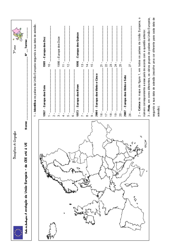 Avaliação sobre a União Europeia - 7º Ano | PDF | União Europeia ...